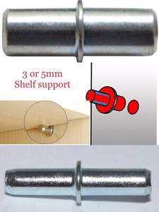 SHELF SUPPORTS METAL PINS PEGS STUDS IN 5MM OR 3MM HOLE KITCHEN CABINET ...