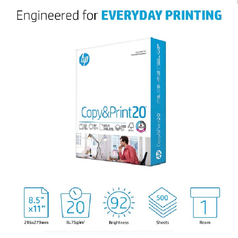 HP Printer Paper, 8.5 x 11 Paper, Copy &Print 20 lb, 1 Ream Case - 500 ...