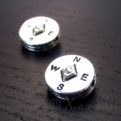 Compass Beads 12mm Wholesale Antiqued Silver Plated Beads C7119 - 5, 10 ...