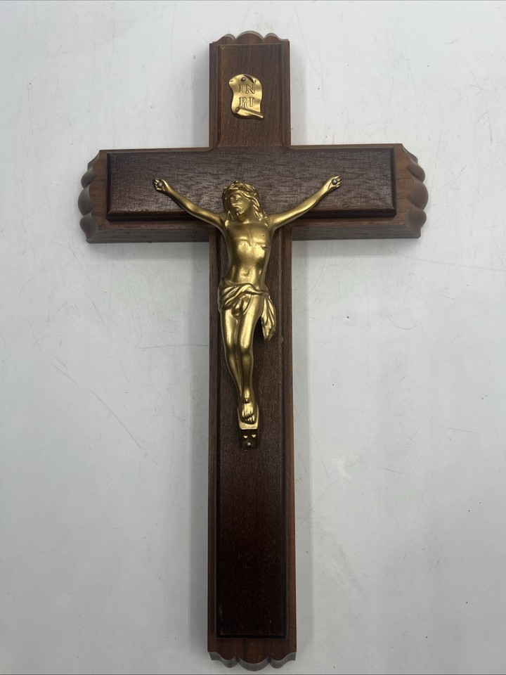 Vintage Catholic Wooden Crucifix Box Sick Call Last Rites Set Candles ...