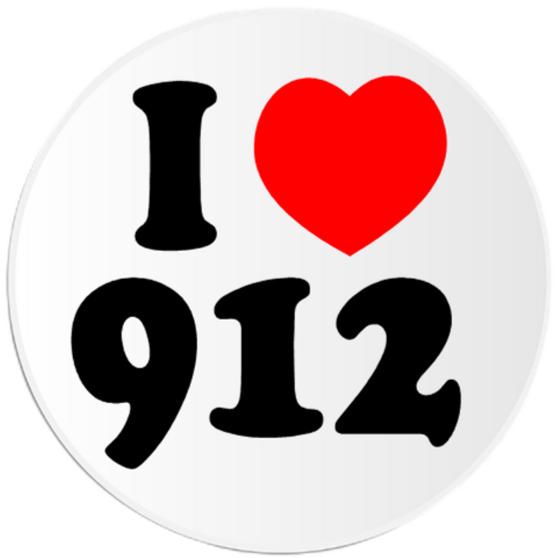I Love 912 - 10 Pack Circle Stickers 3 Inch - Area Code Savannah ...