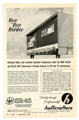CQ Ham Radio Mag. Ad SR-46 and SR-42 VHF Transceivers from ...
