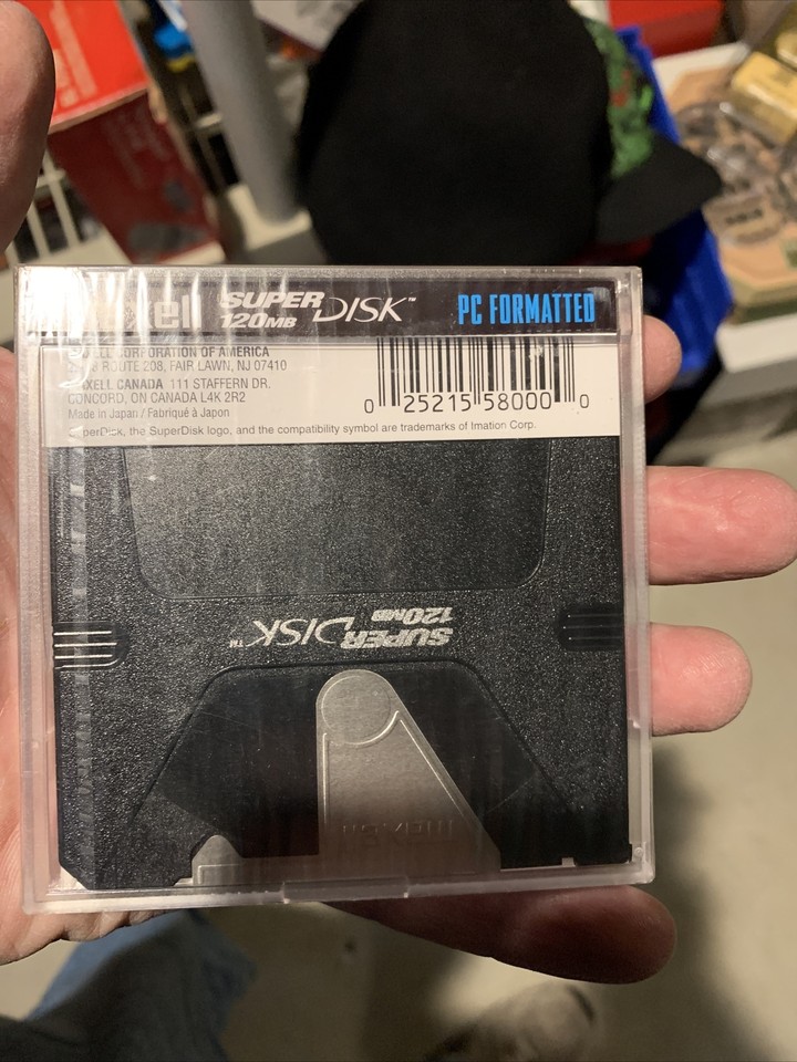 Maxell 120MB Superdisk Super Disk DOS Formatted SEALED NEW LS120 LS 120 ...