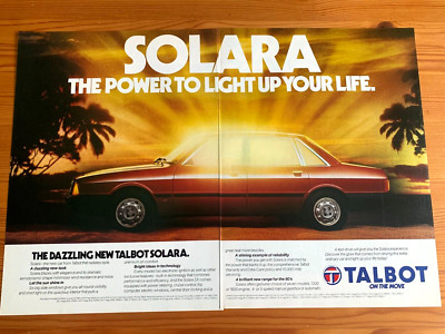 ULTRA RARE ORIGINAL Modern Classic TALBOT SOLARA FRAMEABLE CAR ADVERT ...