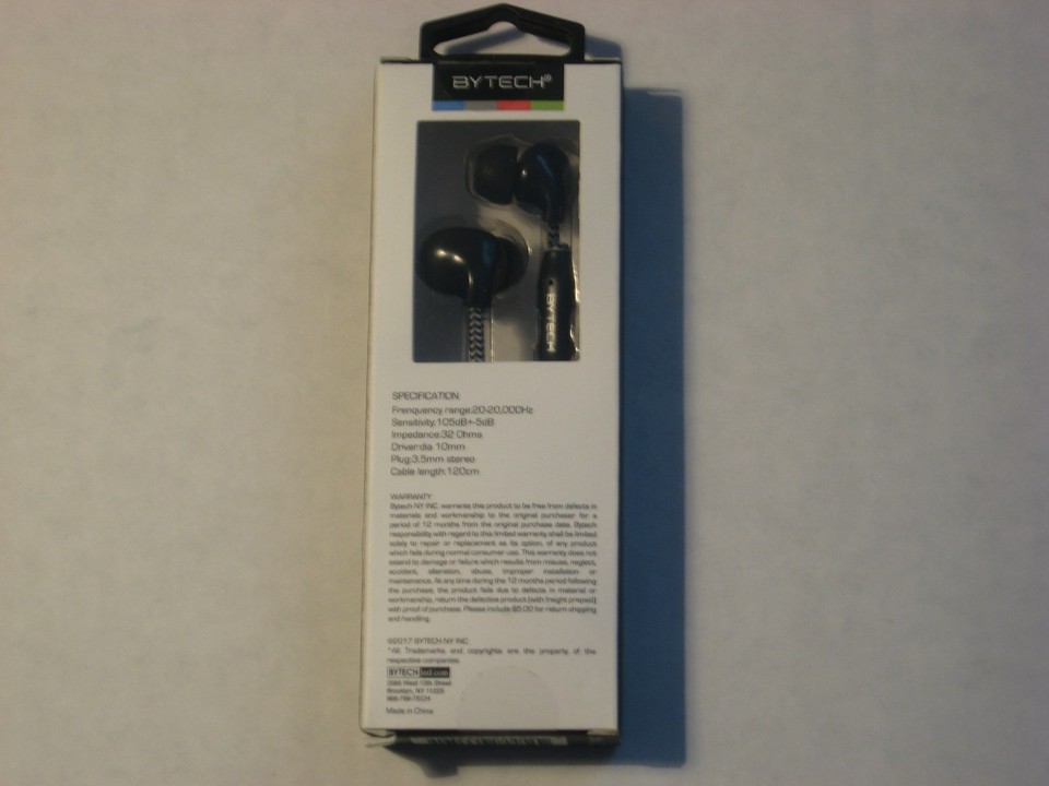 NIB BYTECH Universal Stereo Earbuds With Microphone Tablets Smartphones ...