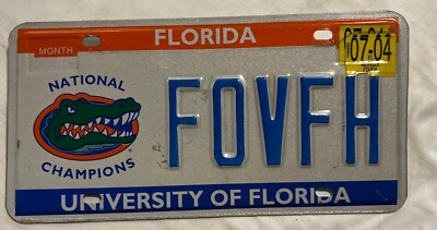 LICENSE PLATE S FLORIDA UNIVERSITY FOVFH 2004 ALLIGATOR | eBay