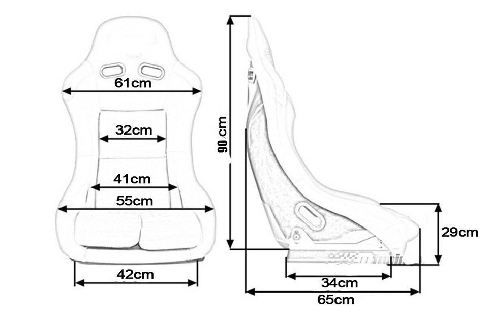 BB5 Extra Large Fixed Fibreglass Racing Bucket Seat + Side Mounts ...