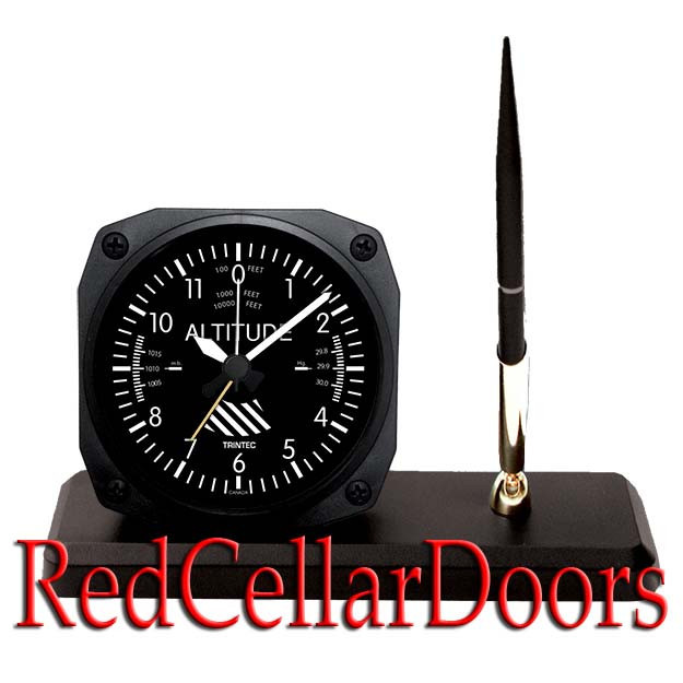 New TRINTEC Altimeter Altitude Desk Pen Set w Alarm Clock Aviator Pilot ...