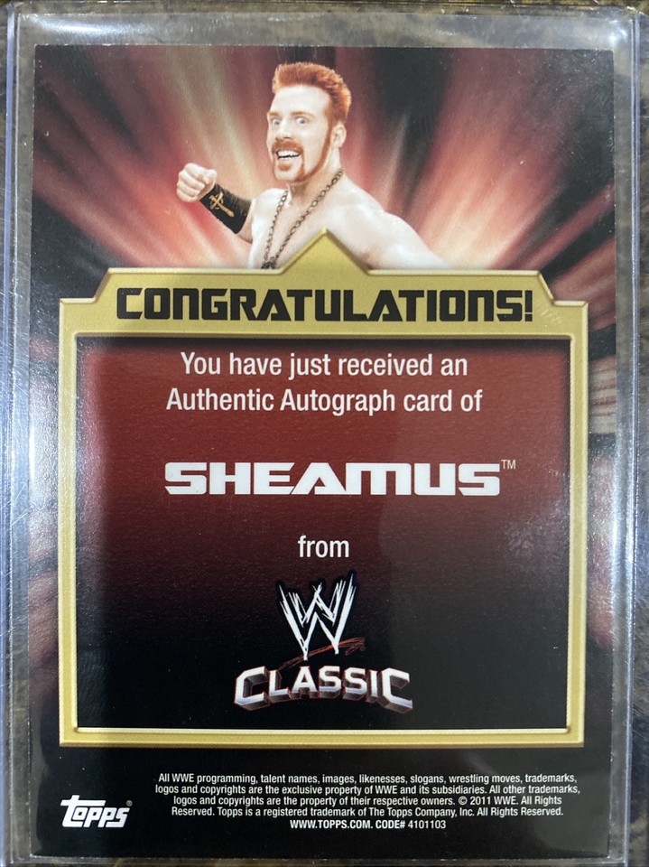 Sheamus 2011 Topps Classic WWE Authentic Autograph Card HOT | eBay