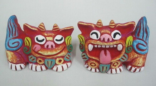 Yonago ware chawan - red - Shisa design - size M. From Japan | eBay