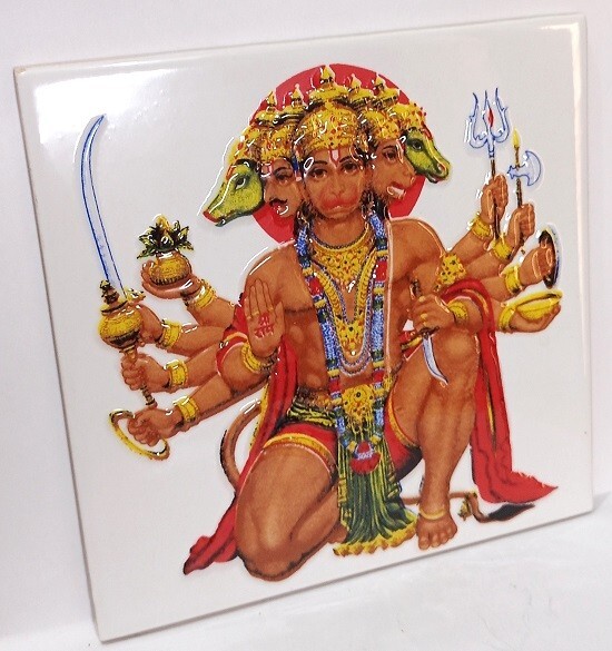 Hindu God Panchmukhi Hanuman Ceramic Tile Décor Spiritual 15 x 15 cm | eBay