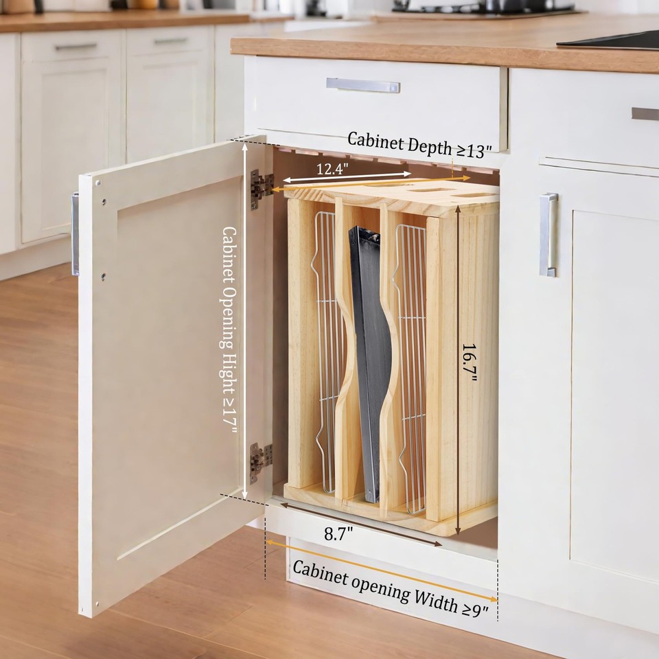 4 Tier Wooden Cabinet Tray Dividers, Kitchen Vertical Baking Sheet ...