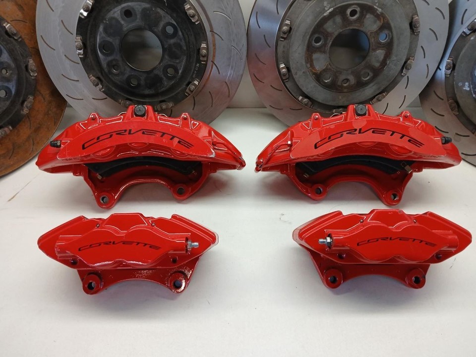 14-19 CORVETTE C7 COMPLETE SET OF 4 HD CALIPERS J56 RED J6F AND ROTORS | eBay