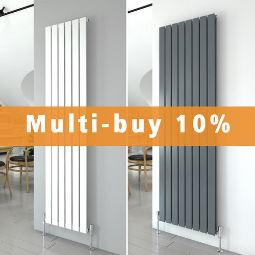 Designer Flat Panel Radiator Tall Upright Central Heating Anthracite ...