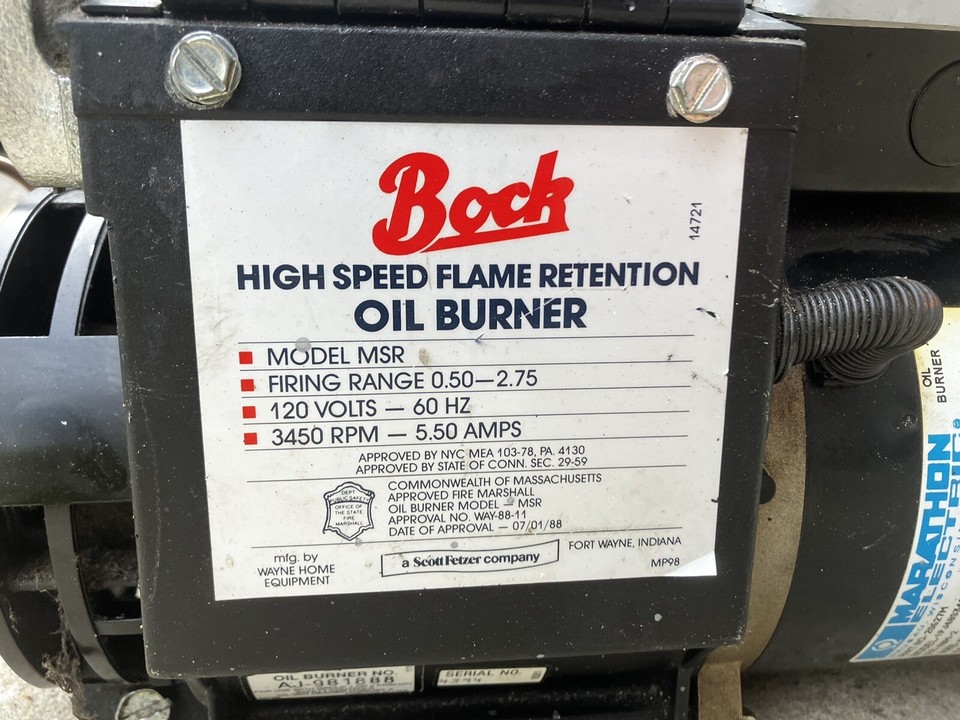 Wayne MSR Oil Burner for Bock 51E Hot Water. complete Burner. Same Day ...