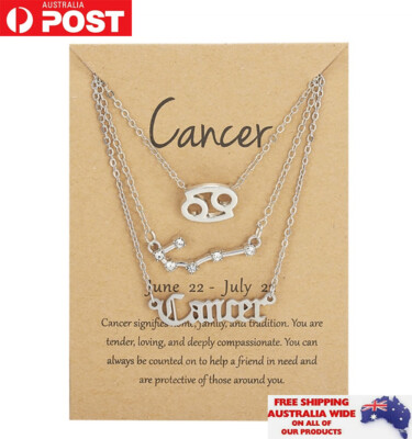 3pcs Cancer Zodiac Sign Necklace Charm Fashion Accessories Jewellery ...