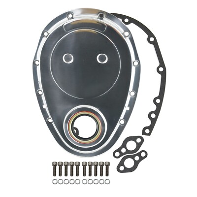 1955-1986 SB Chevy Polished Aluminum Timing Chain Cover Kit 283 327 350 ...