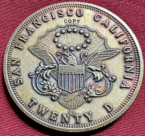 1854 Kellogg & Co. San Francisco, California Twenty Dollar 24K Gold ...