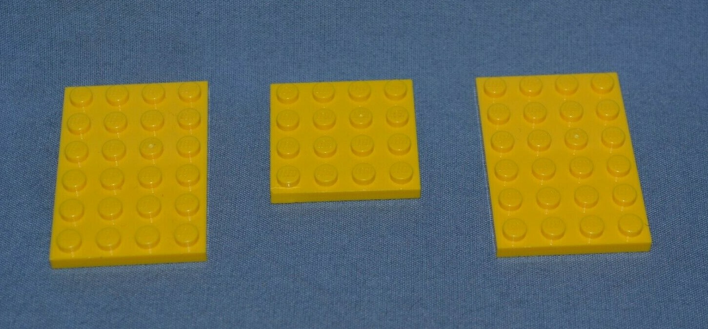 lot of 3 assorted yellow Lego plates - 4X4, 4X6 - combined shipping ...