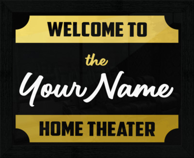 Framed 8" x 10" Customizable Home Theater Welcome Sign - Movie Ticket ...