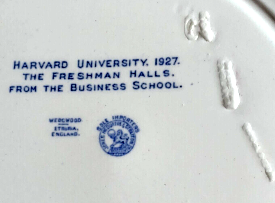 Harvard University 1927 Freshman Halls Wedgwood VTG Ceramic Plate Blue ...