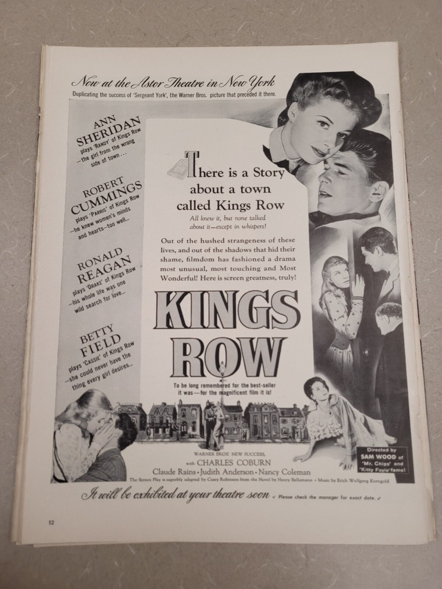 Ronald Reagan Kings Row 1942 – Kings Row – Academy Award Best