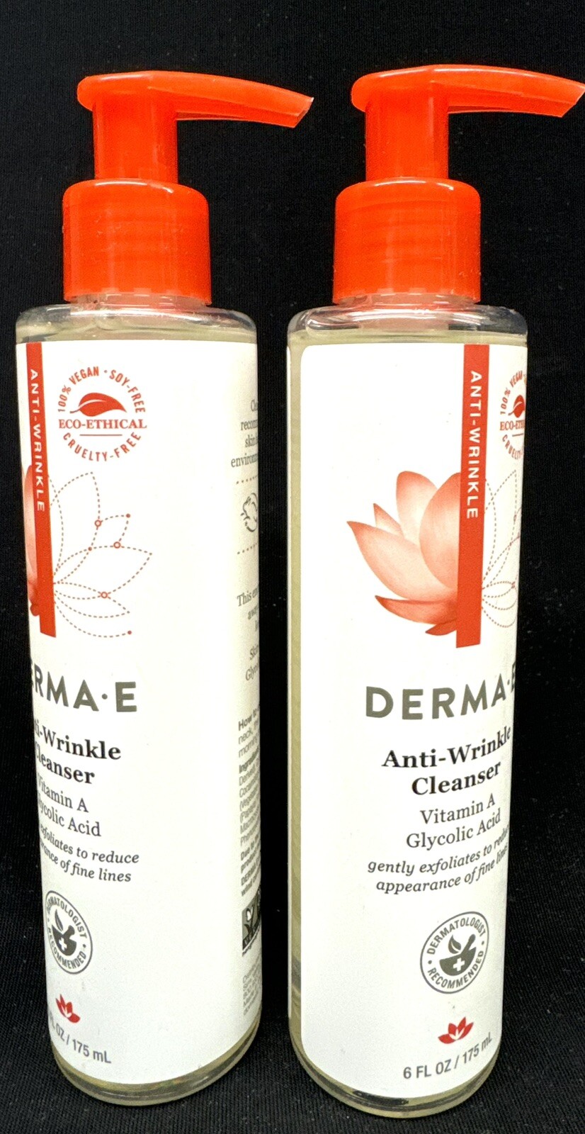 2 derma-e anti wrinkle cleanser 6oz ea scuffed bottle | eBay