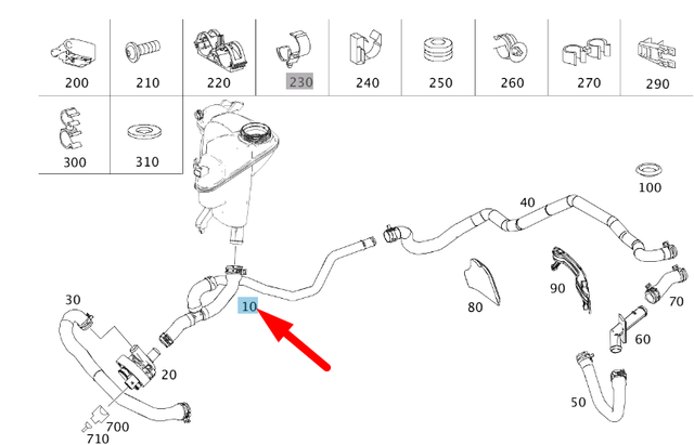 MERCEDES-BENZ R W251 EXPANSION TANK HOSE LHD A2515016182 GENUINE for ...