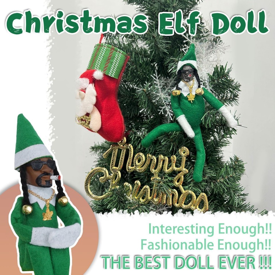 Christmas Elf Doll Ornaments, Handmade Elf Doll Decoration, Hip Hop D ...