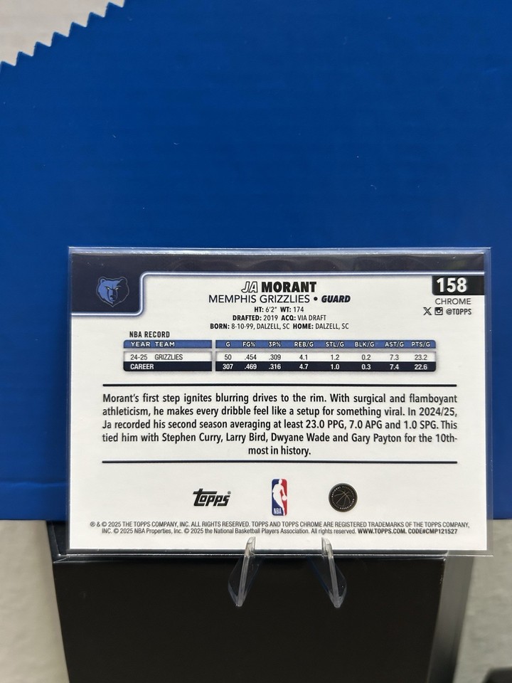 2025-26 Topps Chrome #158 Ja Morant X-Factor Memphis Grizzlies | eBay
