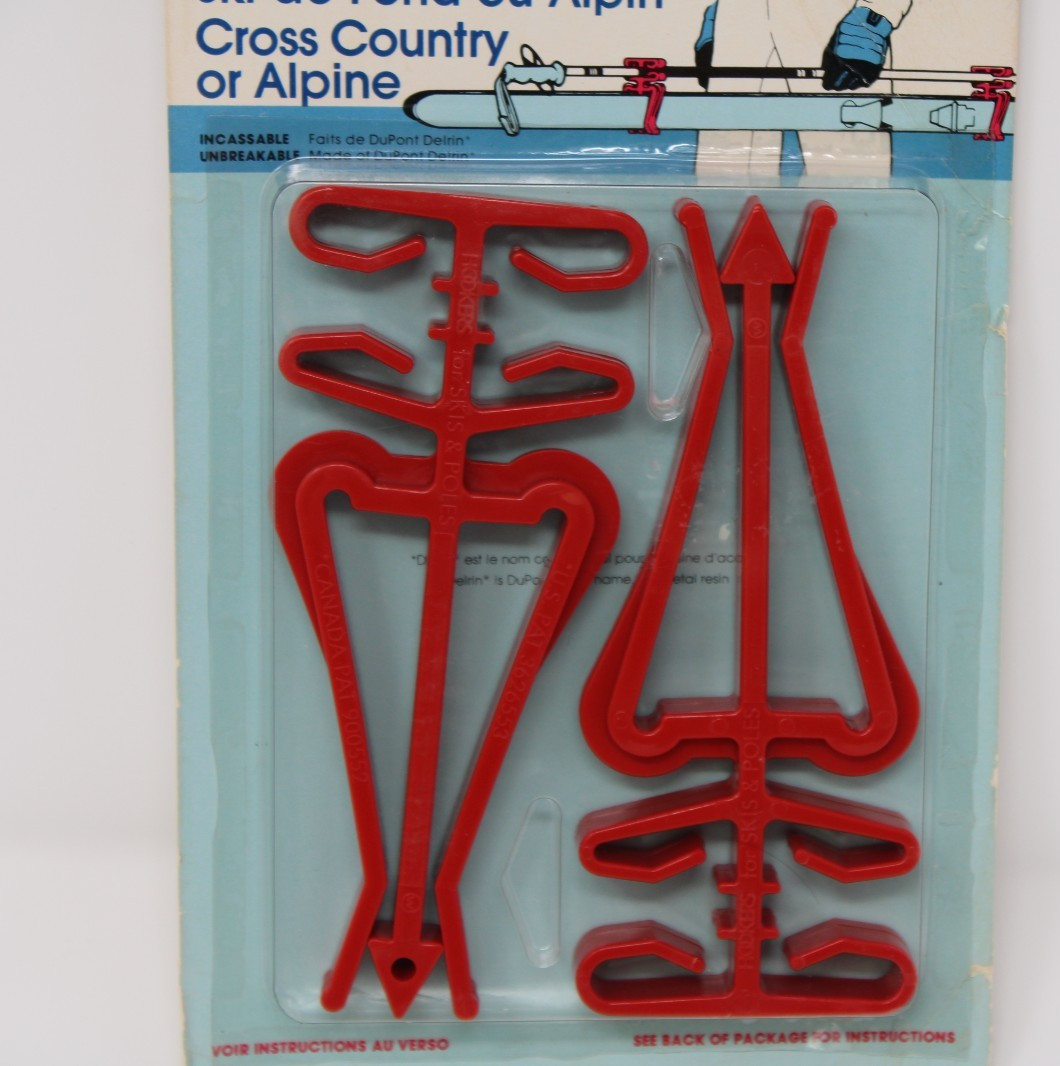 Hookers Ski and Pole Clips Red NOS, Ski & Pole Clip Set with Free Shipping