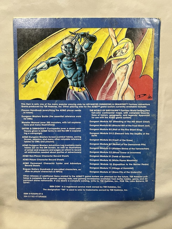 Advanced Dungeons & Dragons Dungeon Module- D3 Vault of the Drow - 1978 ...