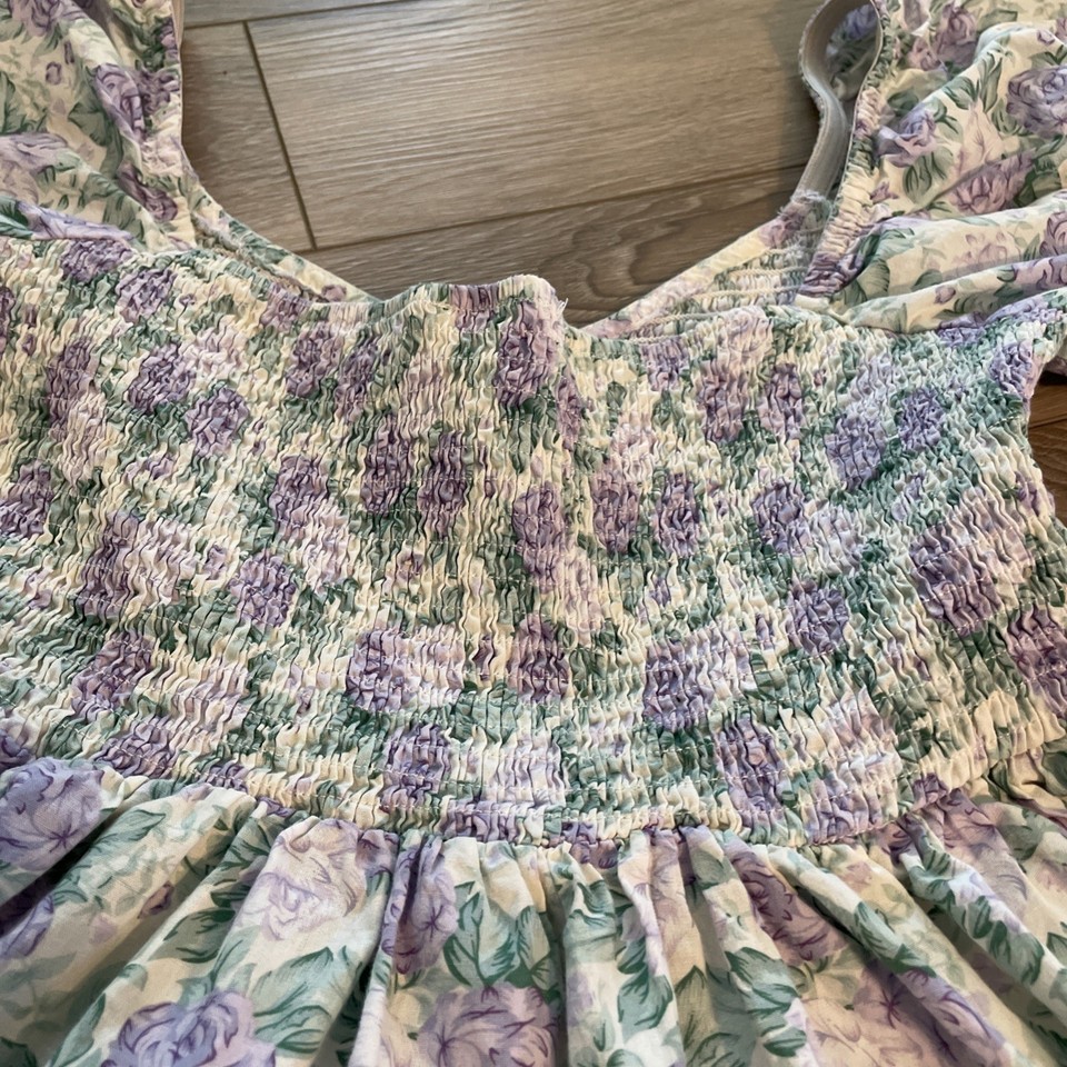 Mable Women’s Lg Smocked Tiered Cottagecore Puff Sleeve Mini Purple ...
