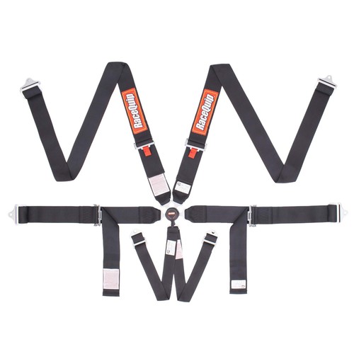 RaceQuip Auto Racing Harness Set Camlock 6 Point SFI 16.1 Black Pull-Up ...