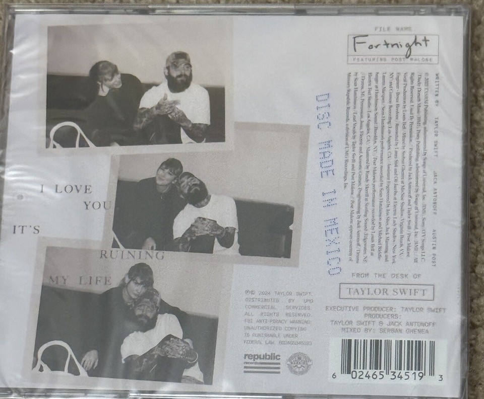 Taylor Swift - Fortnight (feat Post Malone) CD Single - Brand New ...