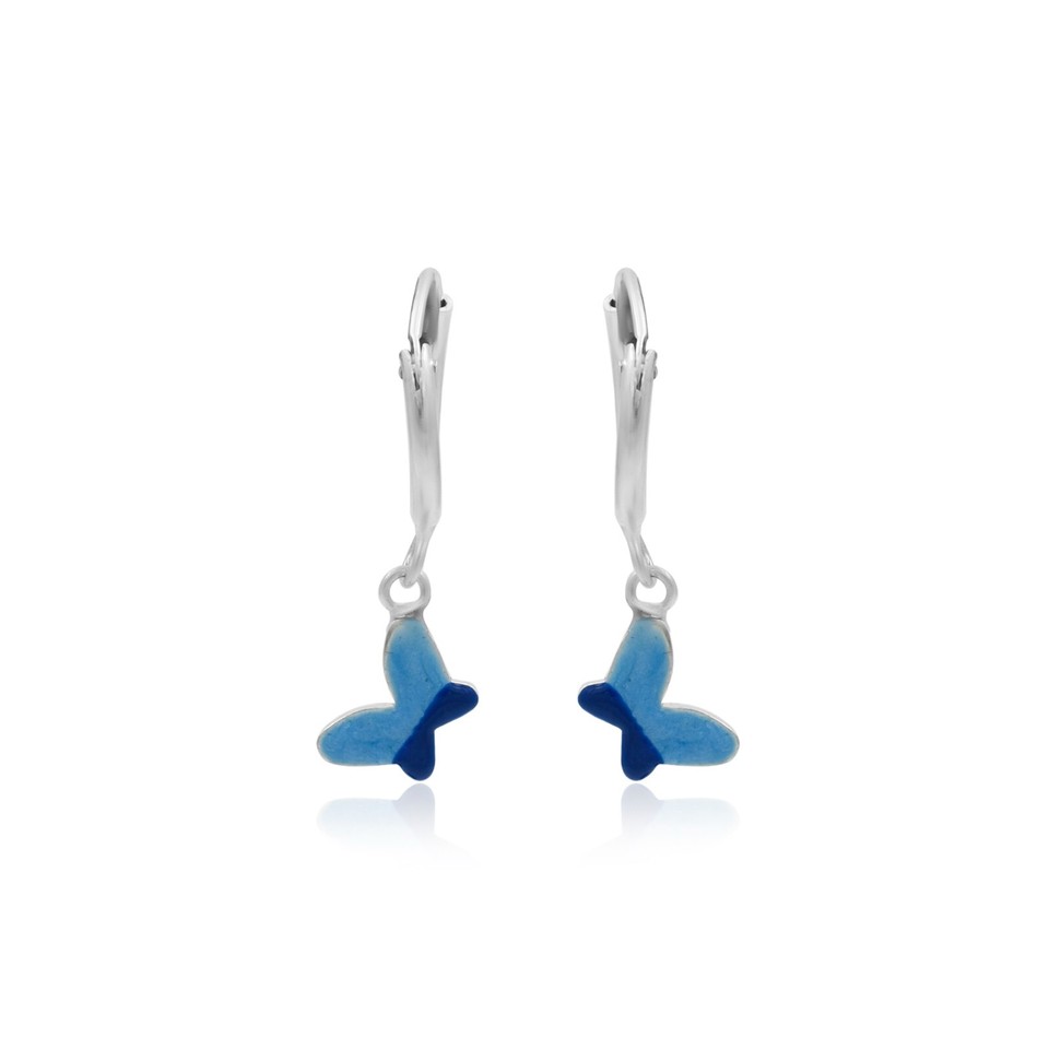 Orecchini A Cerchio Blu E Blu Cielo Farfalla In Smalto In Argento Sterling 925 | eBay