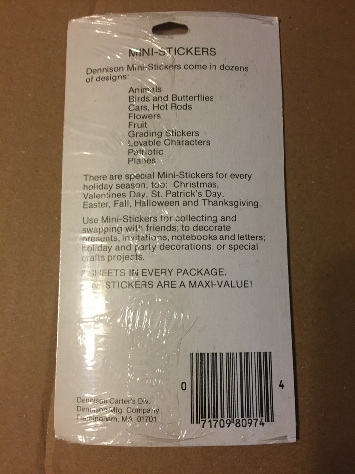 VINTAGE DENNISON THANKSGIVING MINI STICKERS 8 SHEETS OF 6 STICKERS NOS ...