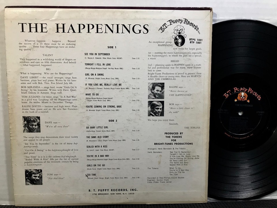 THE HAPPENINGS LP B.T. PUPPY RECORDS BTPS 1001 STEREO 1966 | eBay