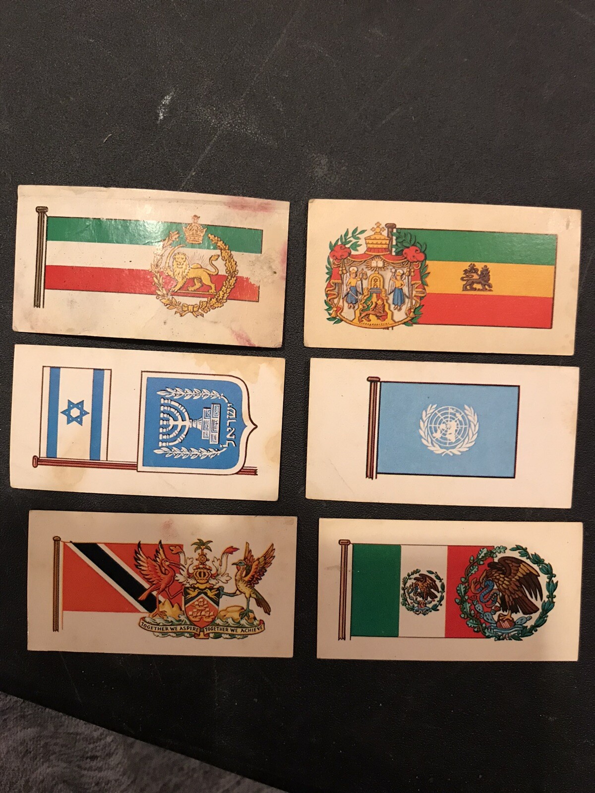 6 pc lot Flags and Emblems of the World trading cards brooke bond trade ...