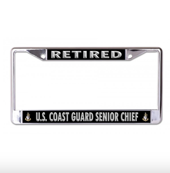 RETIRED US COAST GUARD SENIOR CHIEF CHROME LICENSE PLATE FRAME | eBay