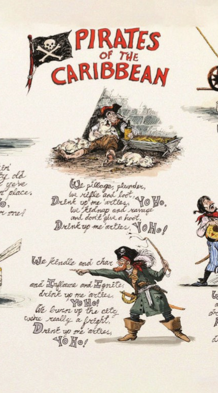 Pirates of the Caribbean Yo Ho Lyrics Marc Davis 11x17 Poster Print ...