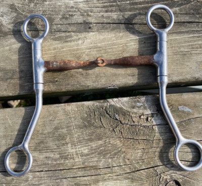 Used stainless 5" Western Bit Master shanked snaffle bit with SI mouth ...