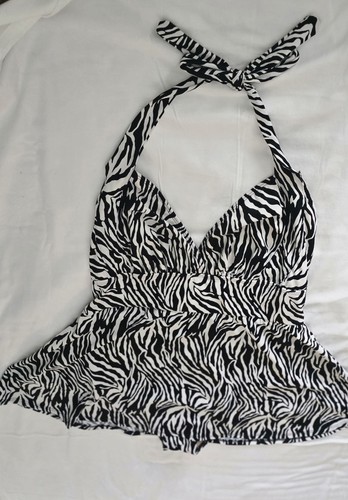 Hard To Find! NEW Shape Fx Shapewear Swimdress Halter Zebra Print Retro ...