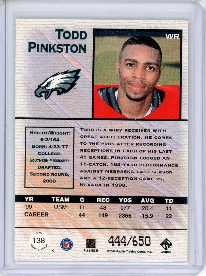 2000 Private Stock Retail #138 Todd Pinkston Rookie 444/650 ...