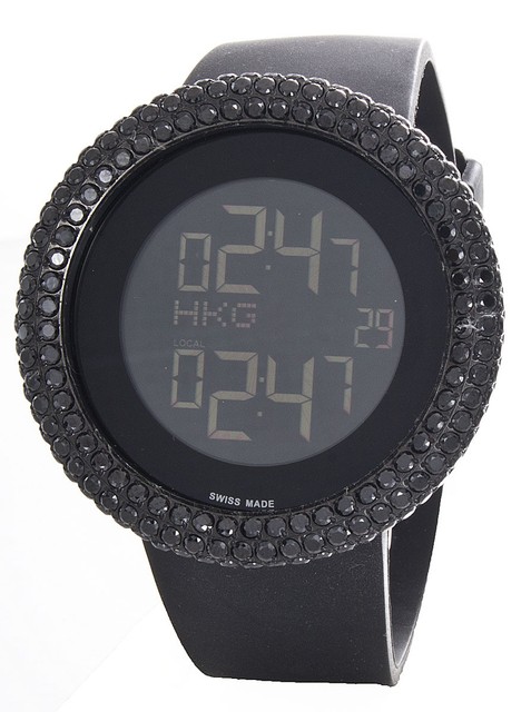 King Master Men's 65ct Lab Made Diamond Full Case & Band Digital Watch ...