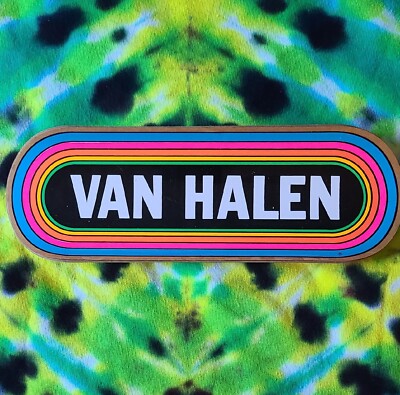 VAN HALEN KLOS 95.5 Vintage 80's Rainbow Bumper Sticker Decal Old Style ...