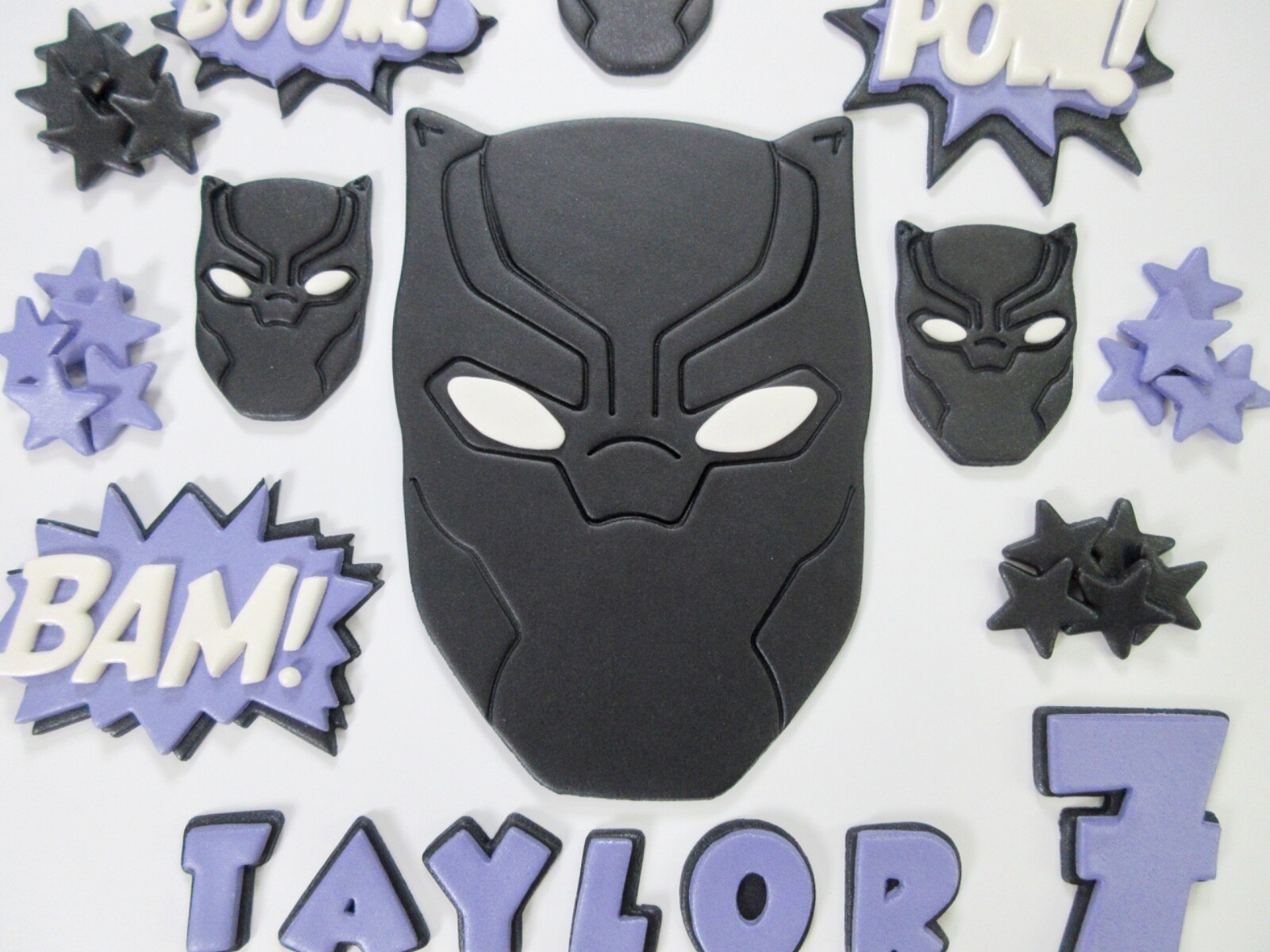 Black Panther Cake Topper Edible Fondant Birthday Party Decorations ...