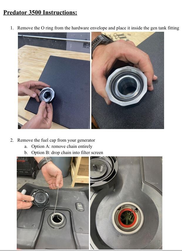 Predator Generator gas tank Extended run time kit auxiliary fuel tank ...