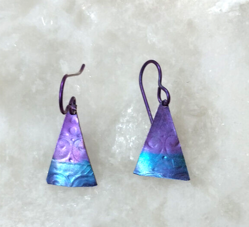 TITANIUM Earrings dangle drop Triangular Hypoallergenic Gift for Her ...