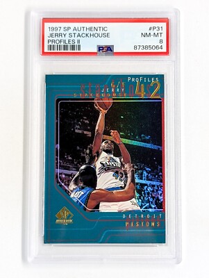 1997-98 SP Authentic Profiles II #P31 Jerry Stackhouse PSA 8 Detroit ...